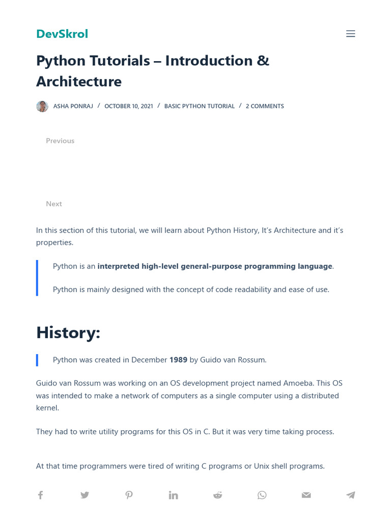 Python Tutorial - Python Tutorials - Introduction & Architecture » DevSkrol | PDF | Compiler ...