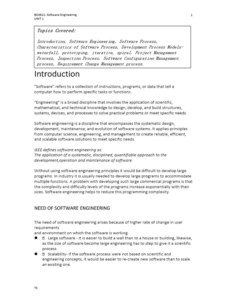 Software Engineering Unit1 Pdf Software Development Process Software Testing