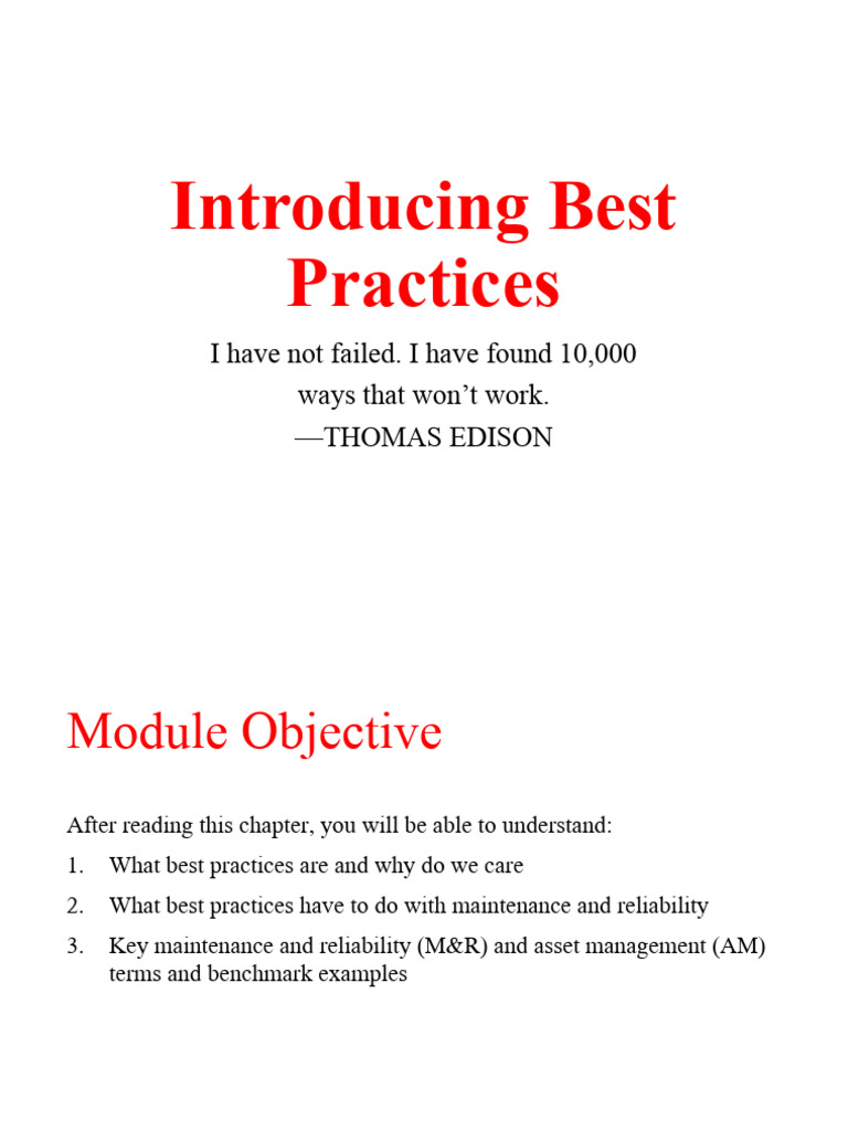 Introducing Best Practices | Download Free PDF | Reliability ...