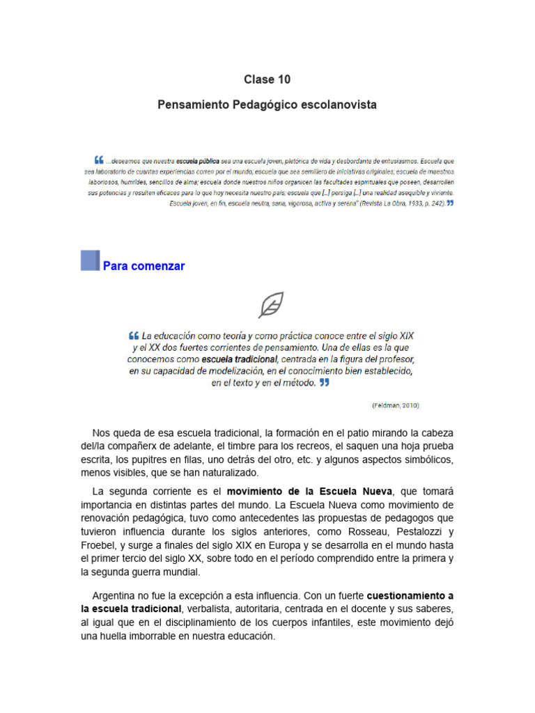 Clase_10_-_Pensamiento_pedagogico_escolanovista | PDF | Escuelas | John Dewey