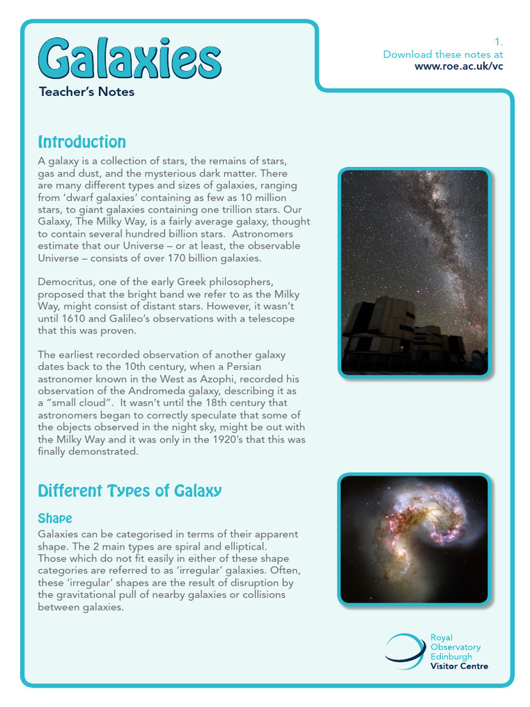 Galaxies Teachers Notes | PDF | Galaxy | Milky Way