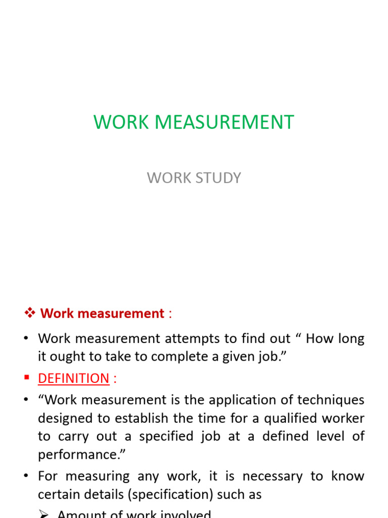1. Work Measurement | PDF | Time