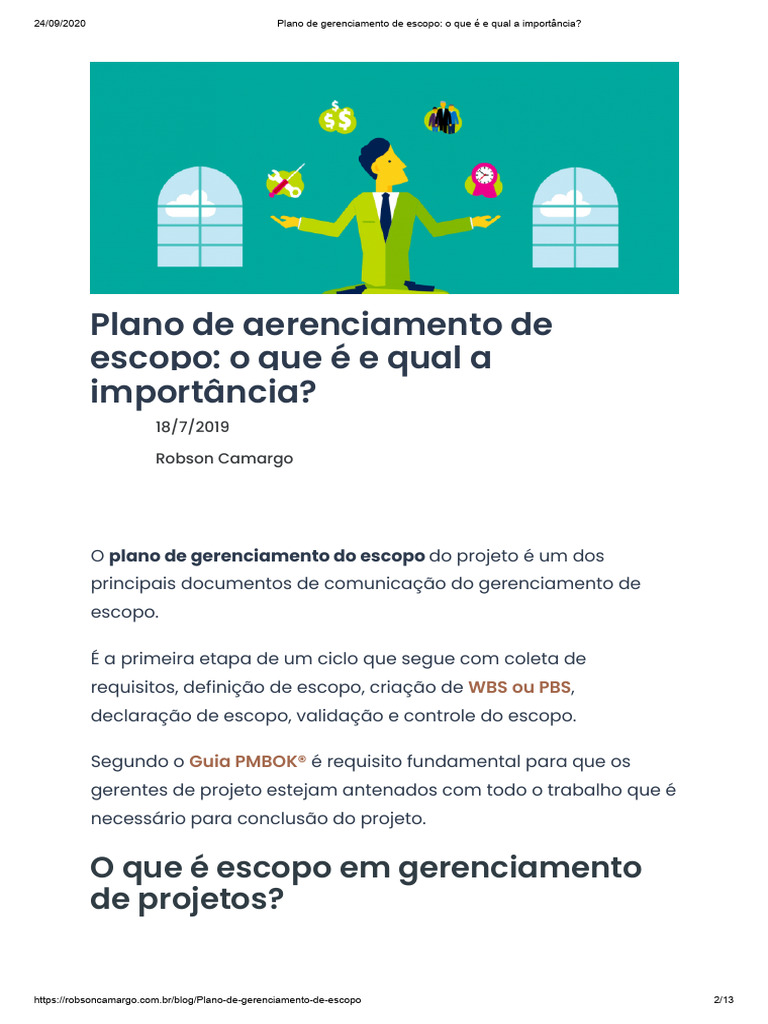 Video2_Plano de gerenciamento de escopo_o que é e qual a importância | PDF Video2_Plano de gerenciamento de escopo_o que é e qual a importância | PDF