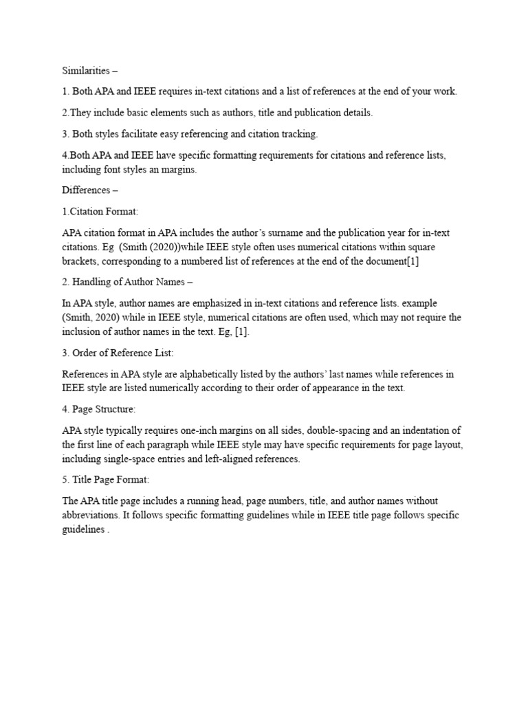 Comparing APA and IEEE Citation Styles | PDF