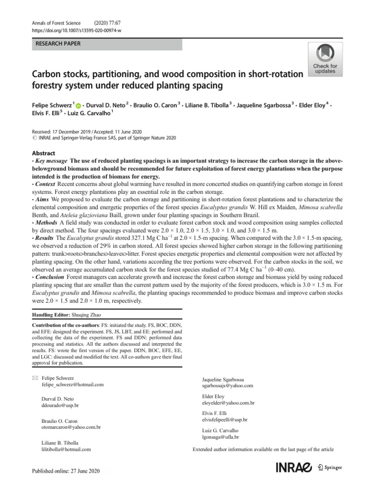 Carbon stocks, partitioning, and wood composition in short-rotation ...