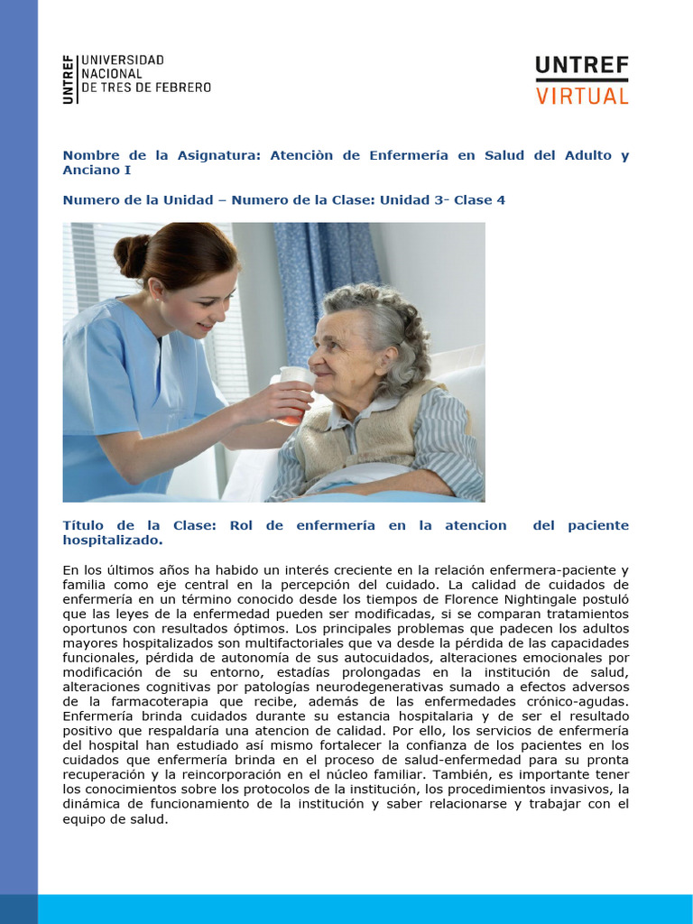 Clase - 4 - Rol de Enfermería en La Atencion Del Paciente Hospitalizado ...