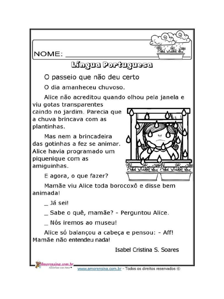 Interpretação de Texto O Passeio Que Não Deu Certo | PDF