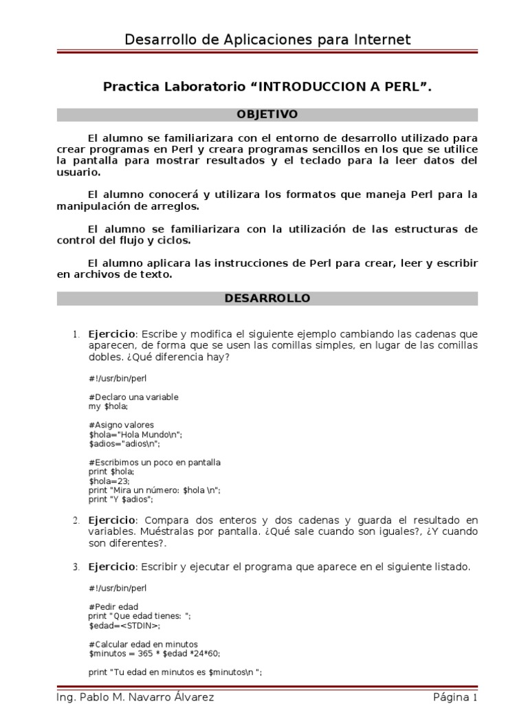 Practica Perl 1 | PDF | Perl | Comillas
