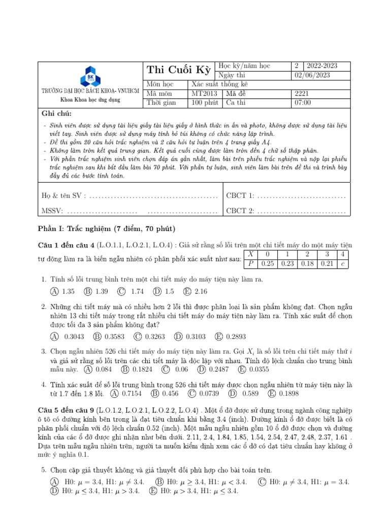 Đề thi CK-222 | PDF