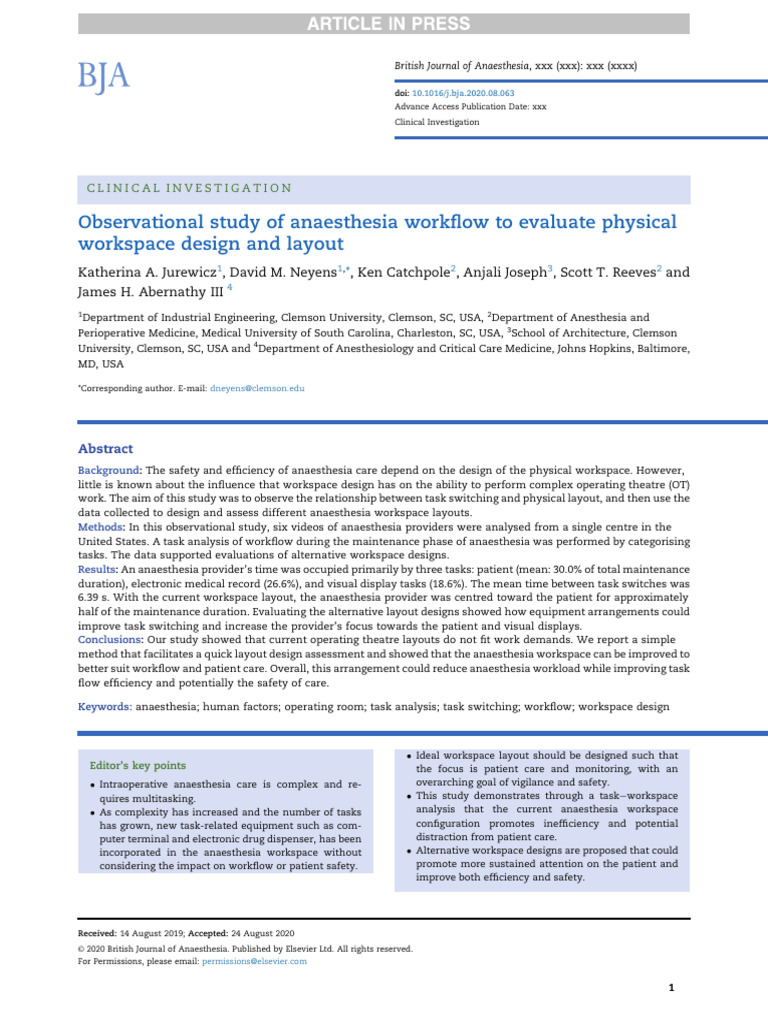 10 1016@j Bja 2020 08 063 | PDF | Electronic Health Record | Anesthesia