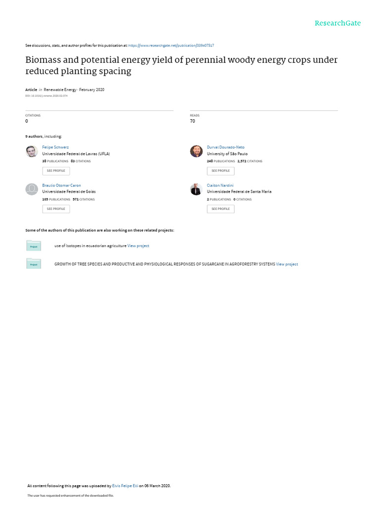 Biomass and Potential Energy Yield of Perennial Woody Energy Crops ...