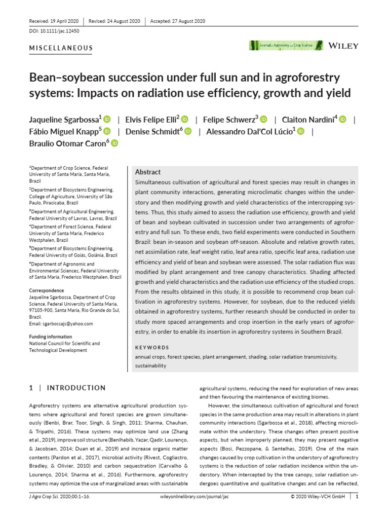 Journal of Agronomy and Crop Science - Feijao - Soja | PDF ...
