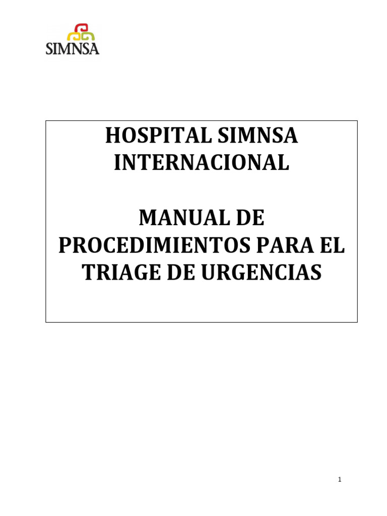 Manual de Triage en Hospital SIMNSA | PDF | Hospital | Reanimación ...