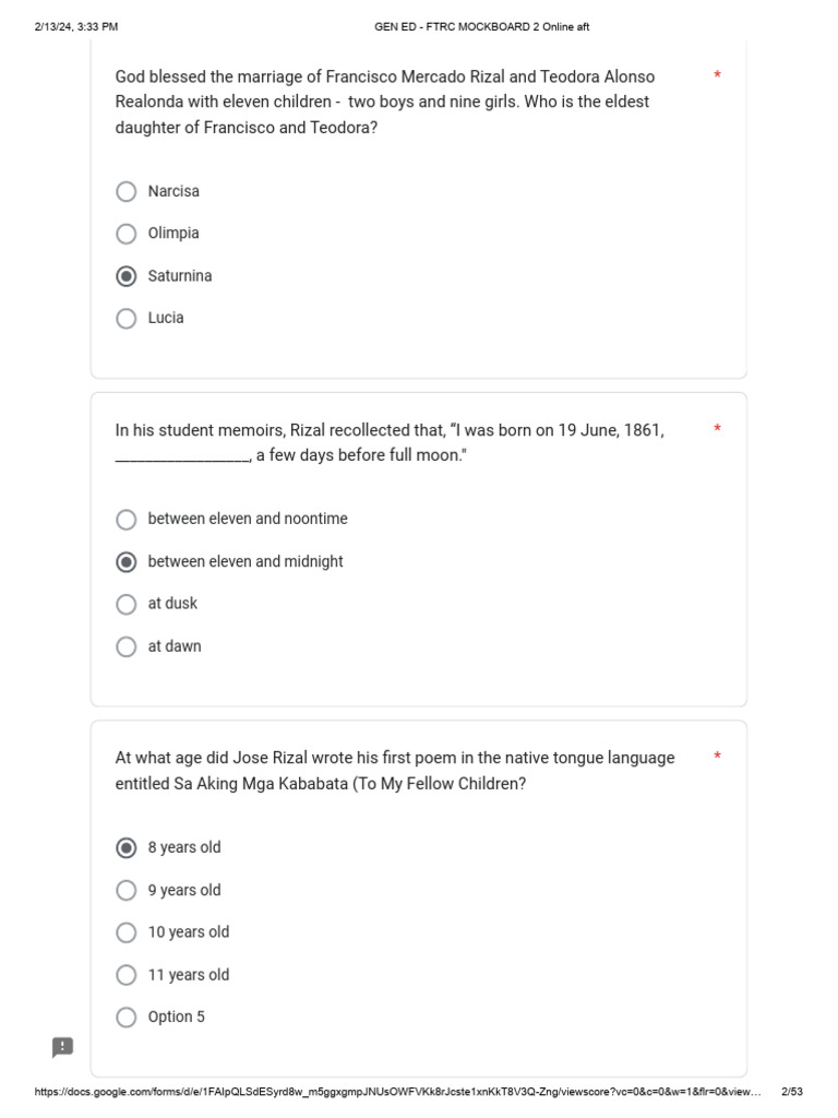 Gen Ed FTRC Mockboard Set 2 Questions and Answers | PDF | Cell (Biology ...