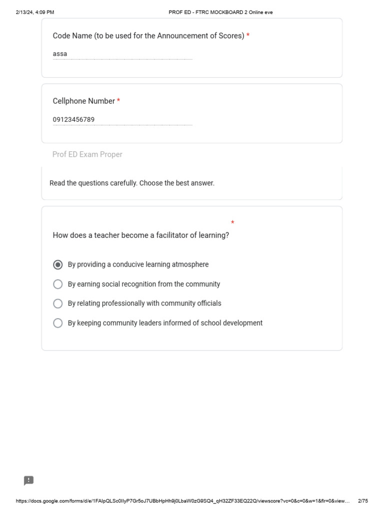 Prof Ed FTRC Mockboard Set 2 Questions and Answers | PDF | Learning ...