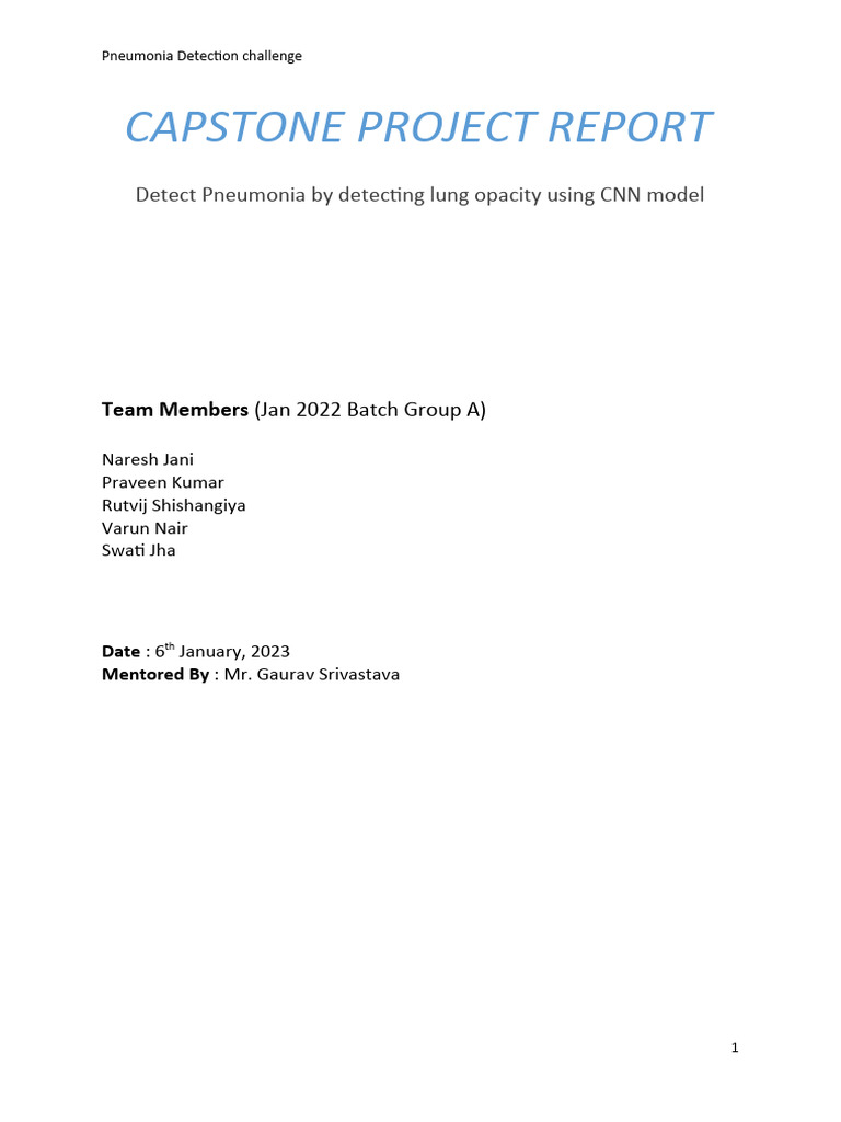 Capstone_Project_AIML_CV1_Report | PDF | Pneumonia | Medical Specialties