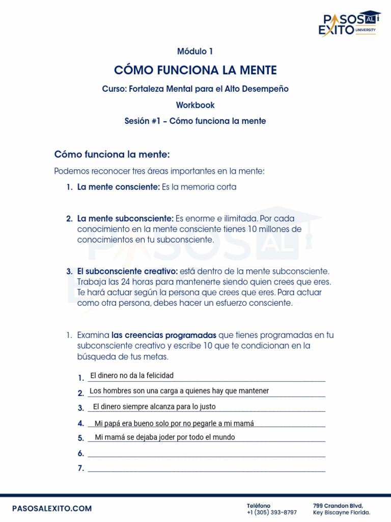 Modulo 1. Cómo Funciona La Mente | PDF | Mente