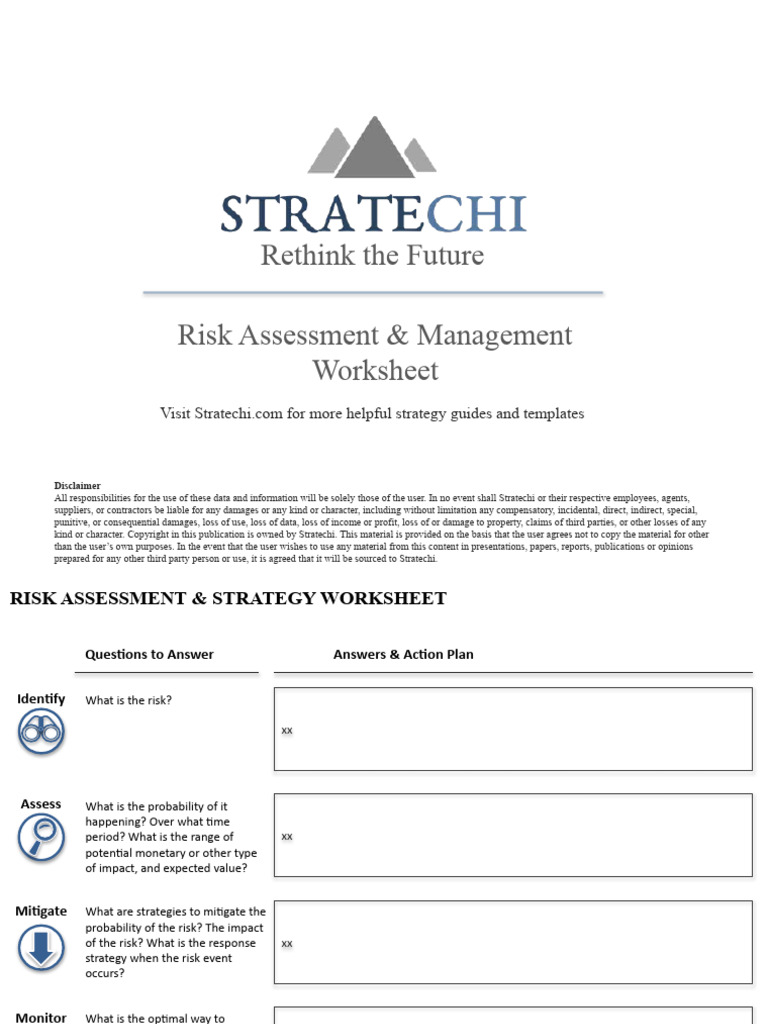 Stratechi - Risk Assessment & Management Worksheet Template | PDF
