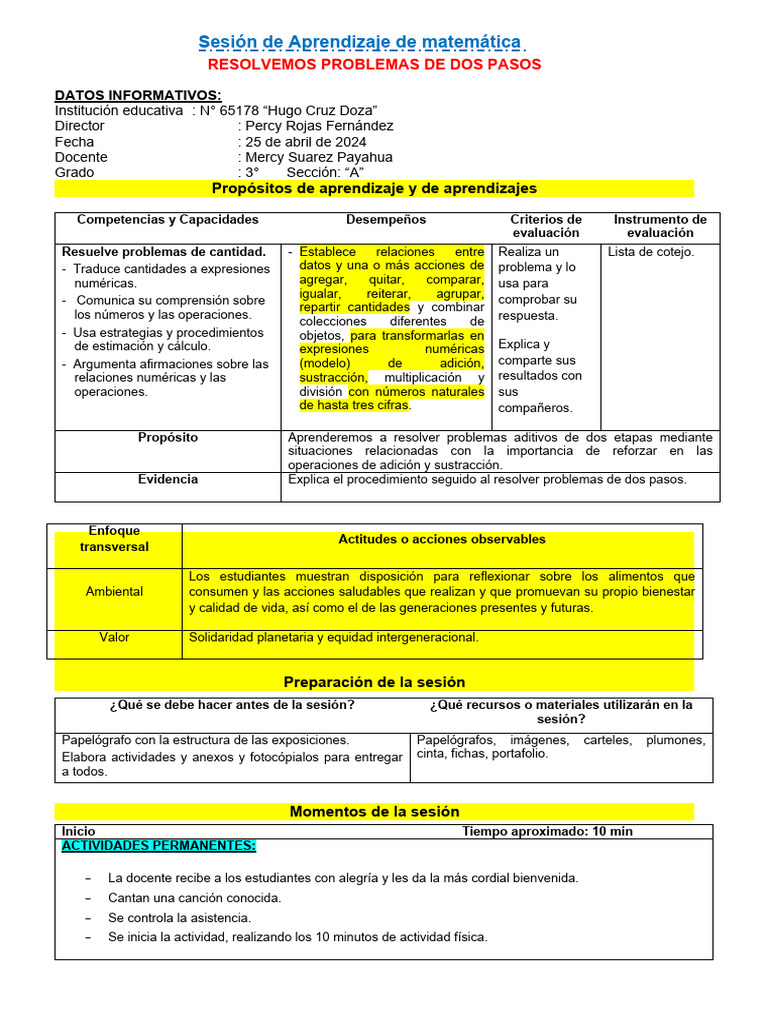 Resolución de Problemas de Dos Pasos | PDF | Evaluación | Aprendizaje