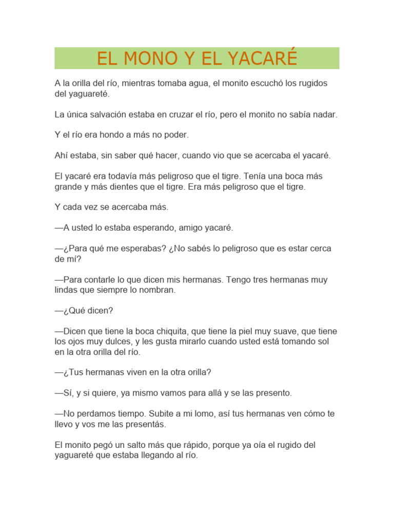 El Mono y El Yacaré | PDF