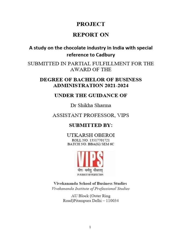 Major Project Report Utkarsh Oberoi | PDF | Chocolate | Sampling (Statistics)