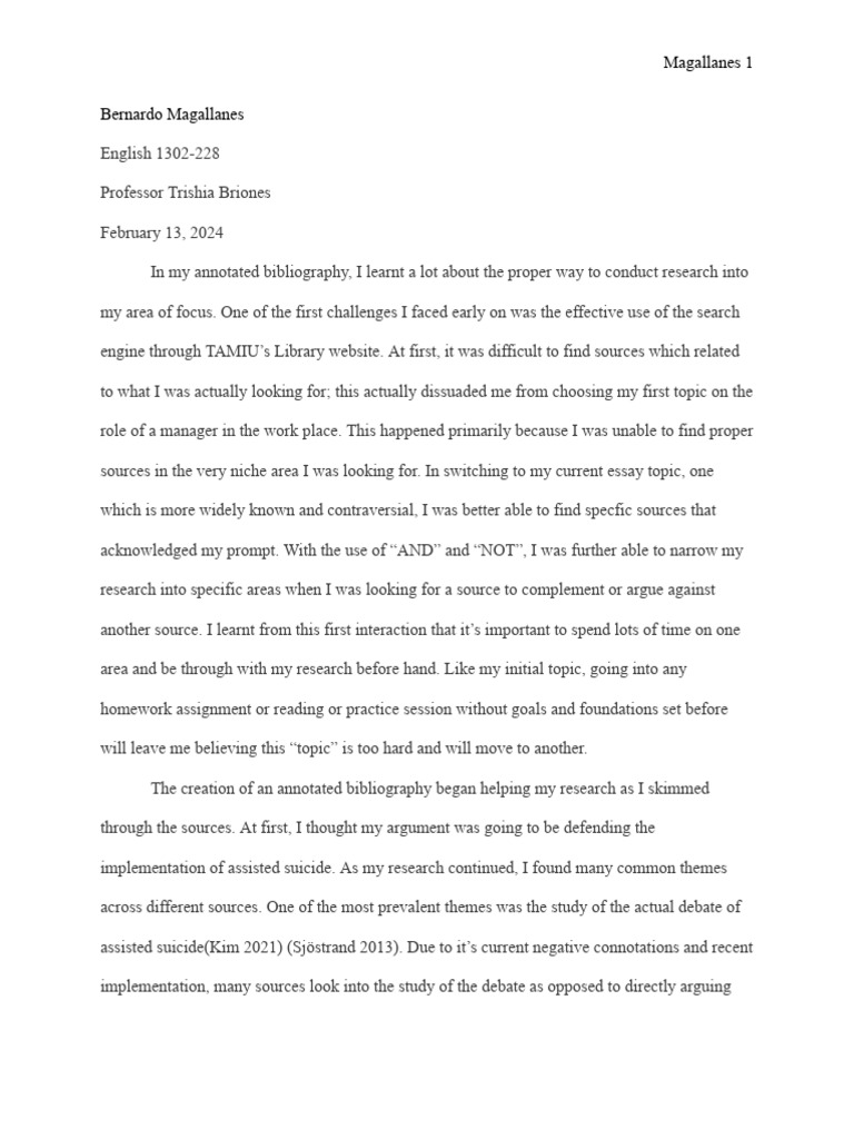 Reflection Essay - Bernardo Magallanes 1 | PDF | Essays | Idea