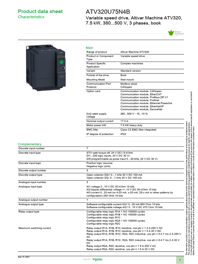 ATV320U75N4B | PDF | Relay | Electric Motor