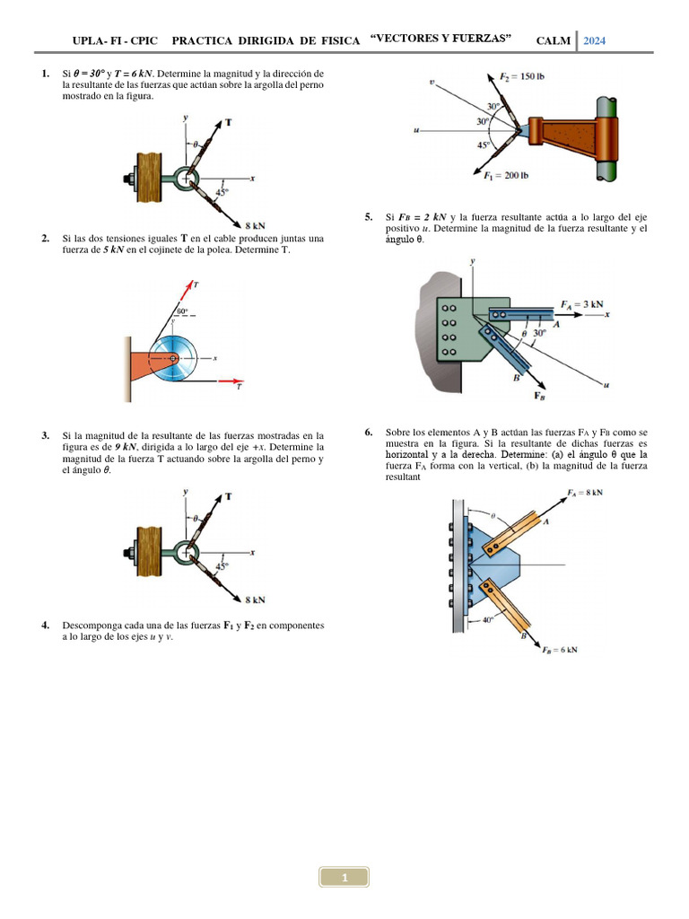 Practica Dirigida de Fisica Vectores y Fuerzas | PDF | Vector Euclidiano | Mecánica