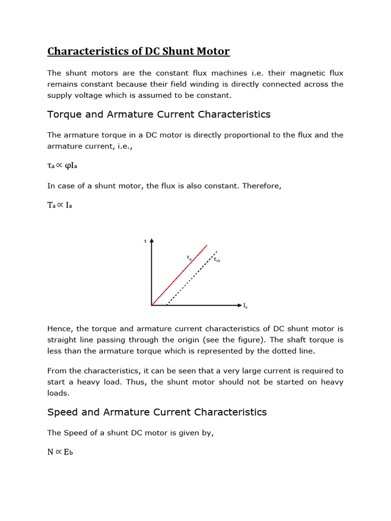 DC Shunt Motor Characteristics Explained | PDF