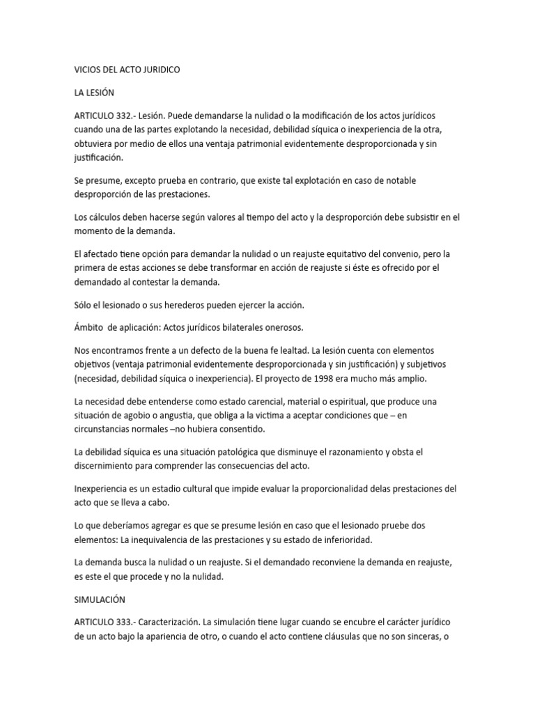 Lesión y Simulación en Actos Jurídicos | PDF | Daños y perjuicios ...