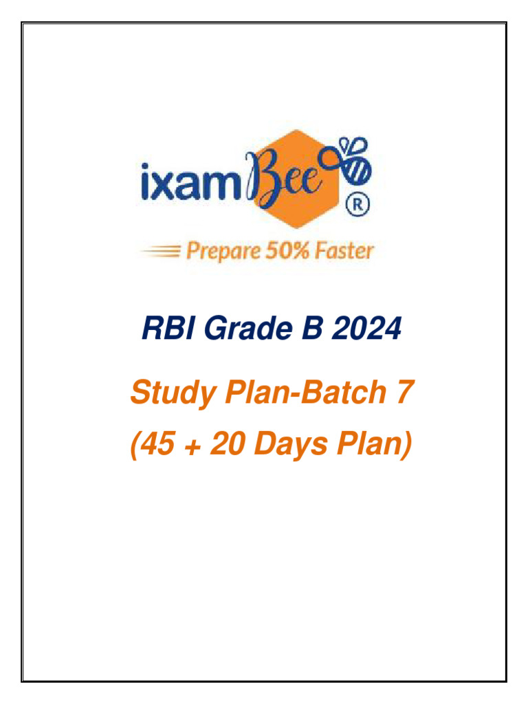 RBI Grade B 2024 Batch 7 Study Plan | PDF | Reserve Bank Of India | Economies