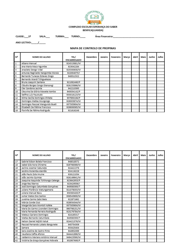 Propinas todas as classes | PDF Propinas todas as classes | PDF