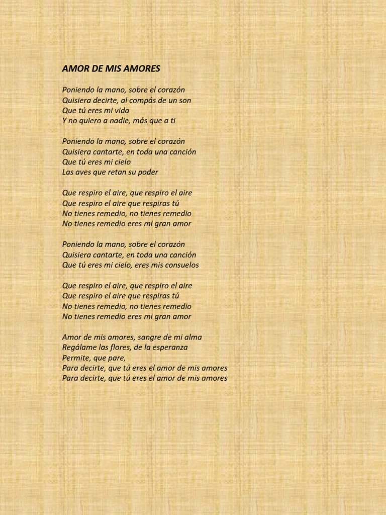 Amor de Mis Amores | PDF | Artes del Lenguaje y Comunicación
