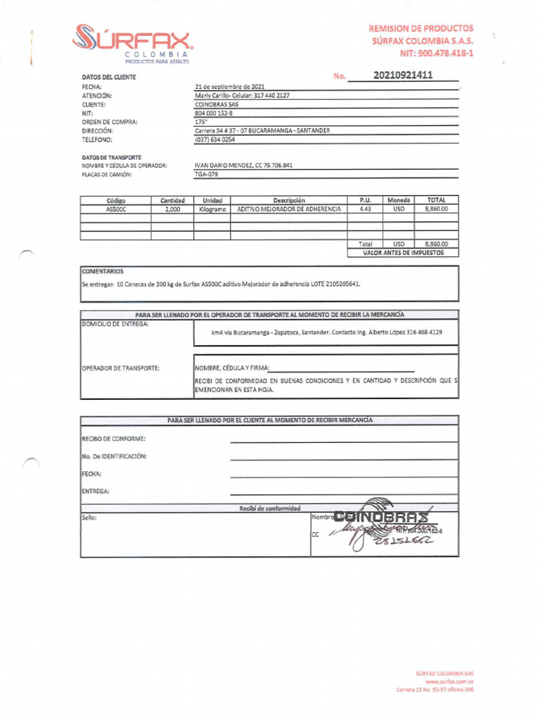 Certificado Surfax | PDF