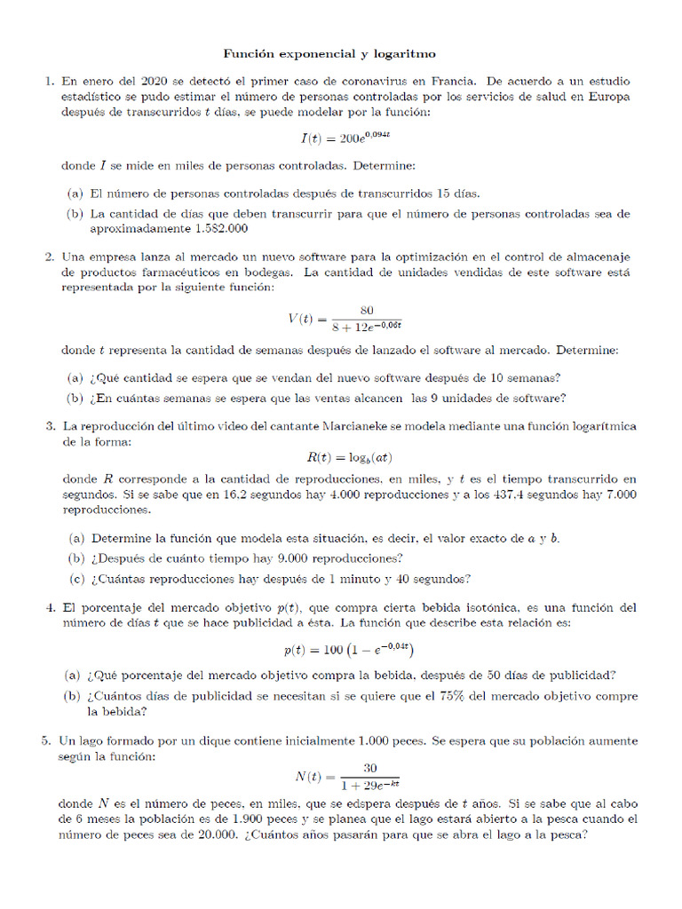 Guía Función Exp y Log | PDF