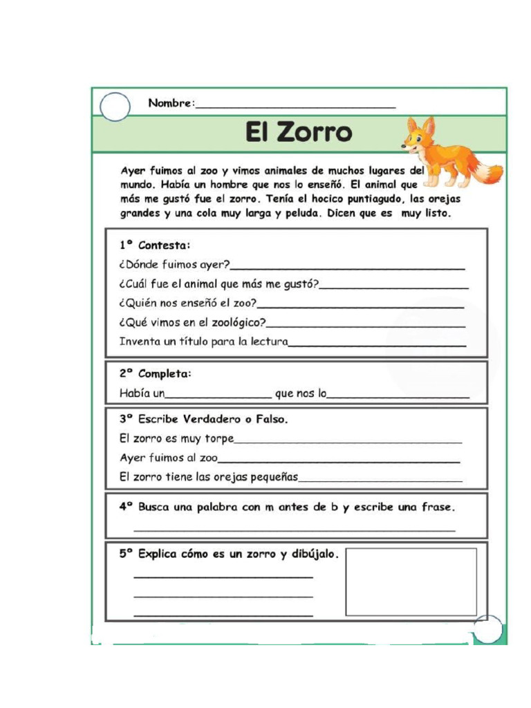 LECTURA EL ZORRO | PDF