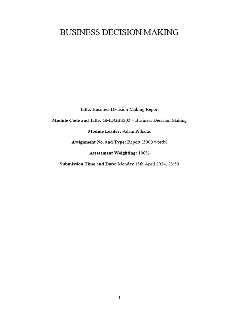 M2-Business Decision Making | PDF | Decision Making | Quantitative Research