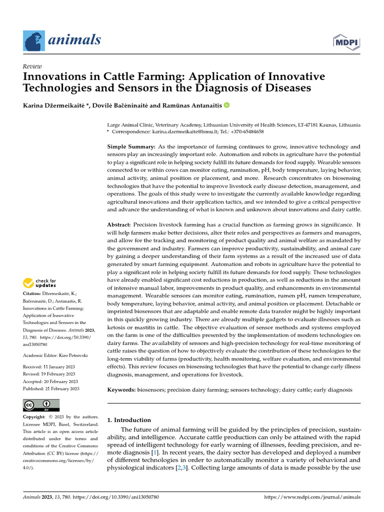 Innovations in Cattle Farming | PDF | Monitoring (Medicine) | Dairy Cattle
