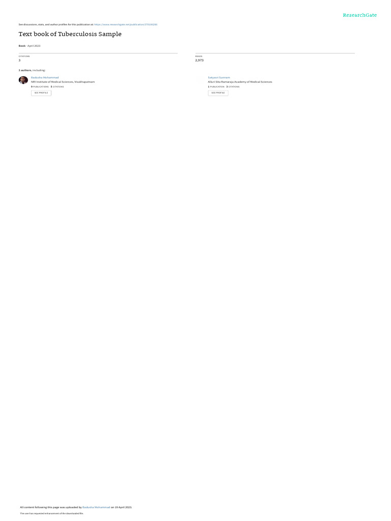 Textbook of Tuberculosis Sample | PDF | Tuberculosis | Pulmonology