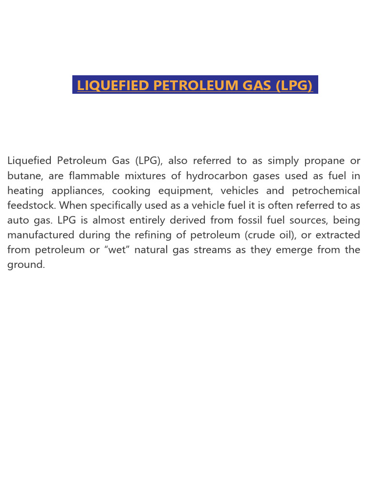 Liquefied Petroleum Gas (LPG) | PDF