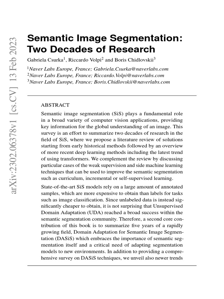 Semantic Image Segmentation Two Decades of Researc | PDF | Image Segmentation | Deep Learning
