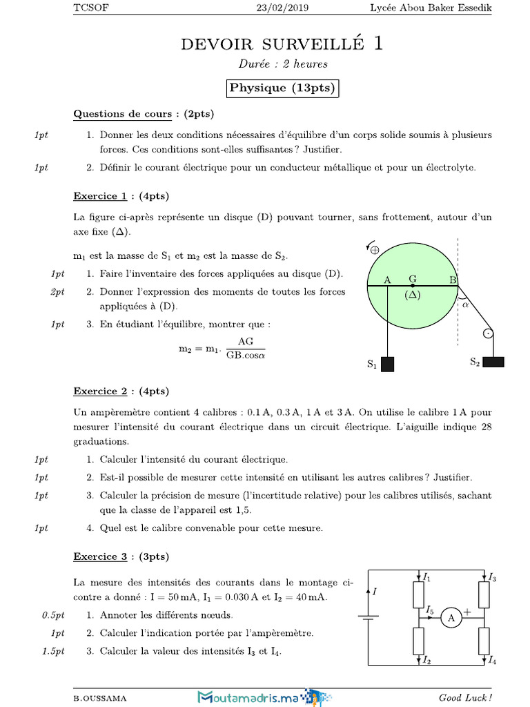 Devoir PC TC International FR s2 10 | PDF