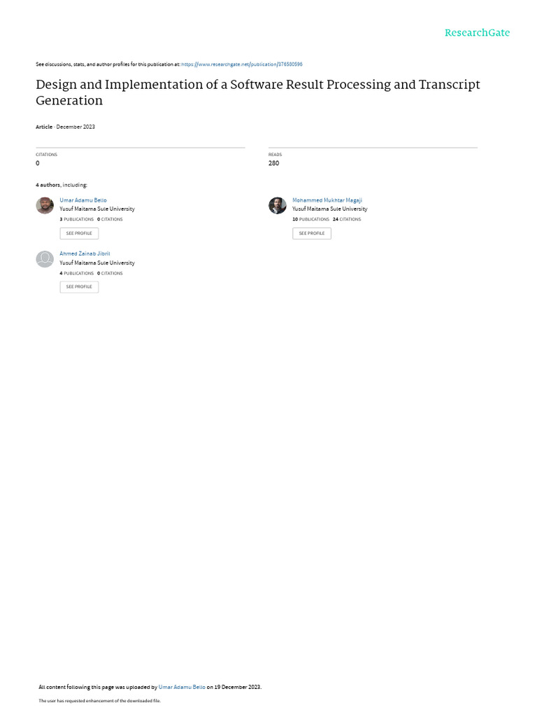 Design and Implementation of A Software Result | Download Free PDF | Input/Output | Databases