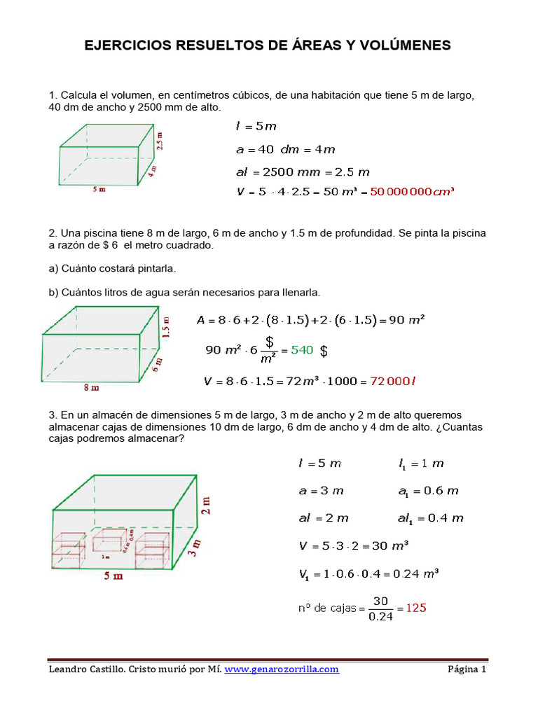 Ejercicios 2 Areas y Volumenes | PDF | Esfera | Volumen