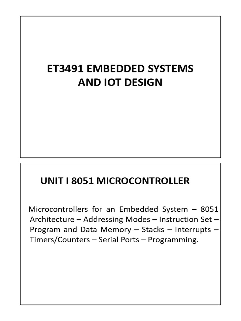 1 Microcontrollers For An Embedded System 8051 Architecture Pdf