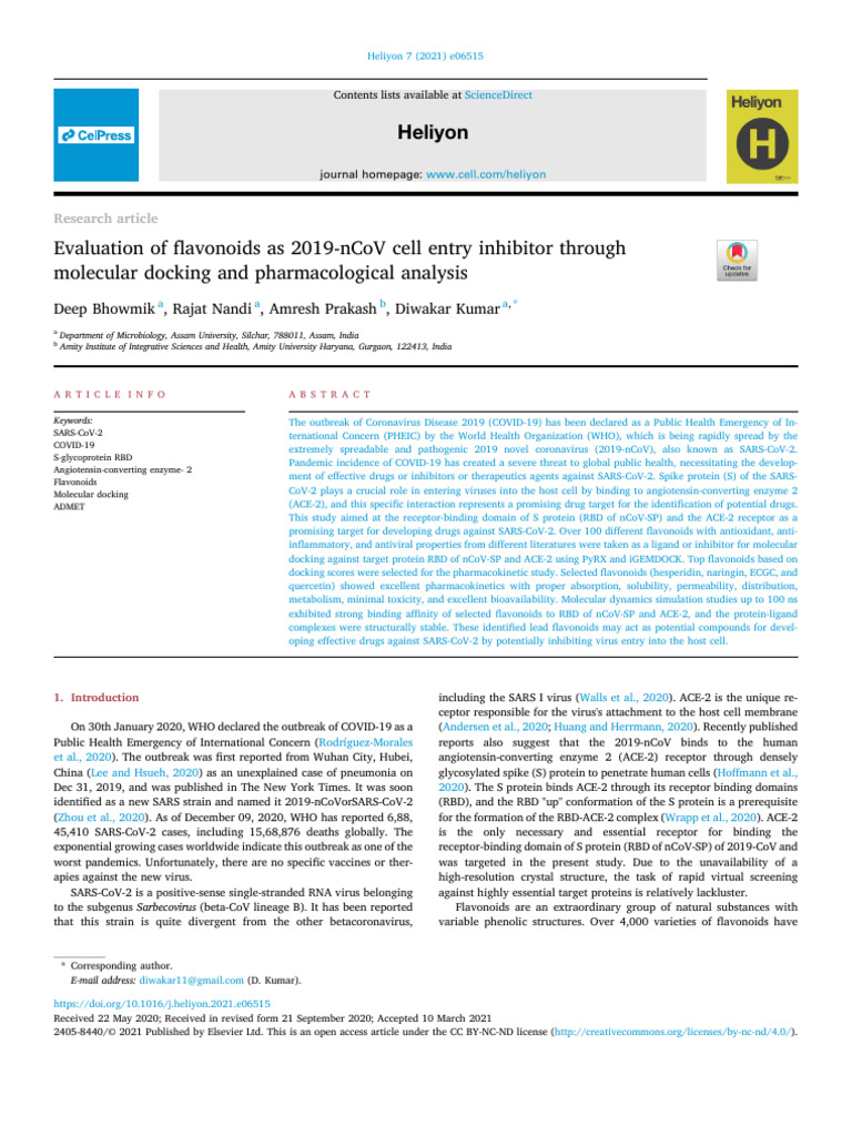 Evaluation Of Flavonoids Pdf Docking Molecular Cytochrome P450