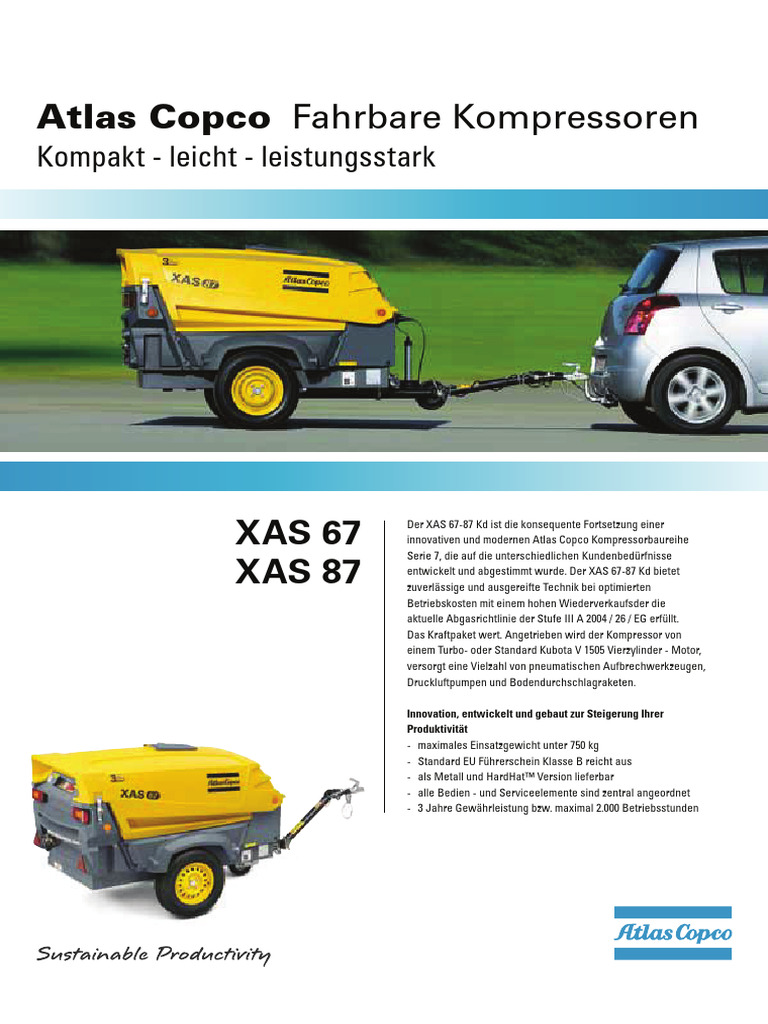 Atlas Copco Fahrbare Kompressoren: XAS 67 XAS 87 | PDF | Soldadura ...