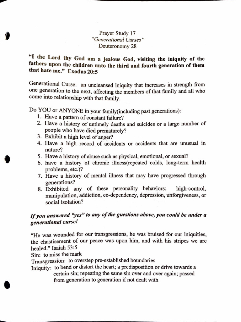 PS 17 Generational Curses | PDF | Sin | Religious Belief And Doctrine