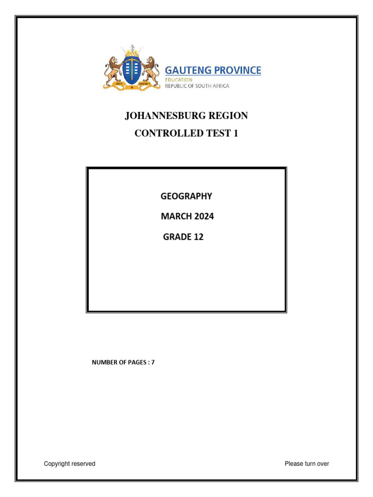 2024 Gr12 Geo Control Test 1 | PDF | Fog | Drainage Basin