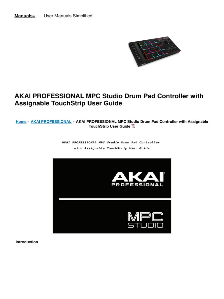MPC Studio Drum Pad Controller With Assignable Touchstrip Manual | PDF ...